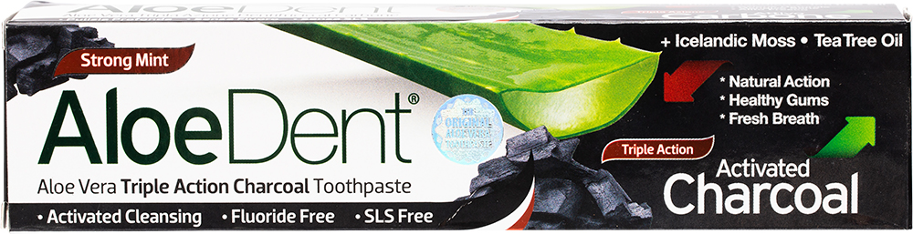 ALOE DENT Toothpaste - Fluoride Free Triple Action - Activated Charcoal ...