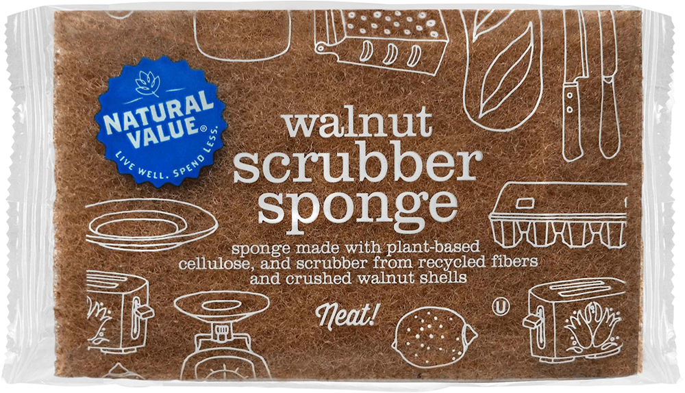 NATURAL VALUE Walnut Scrubber Sponge - 1.00 | Health Tree Australia